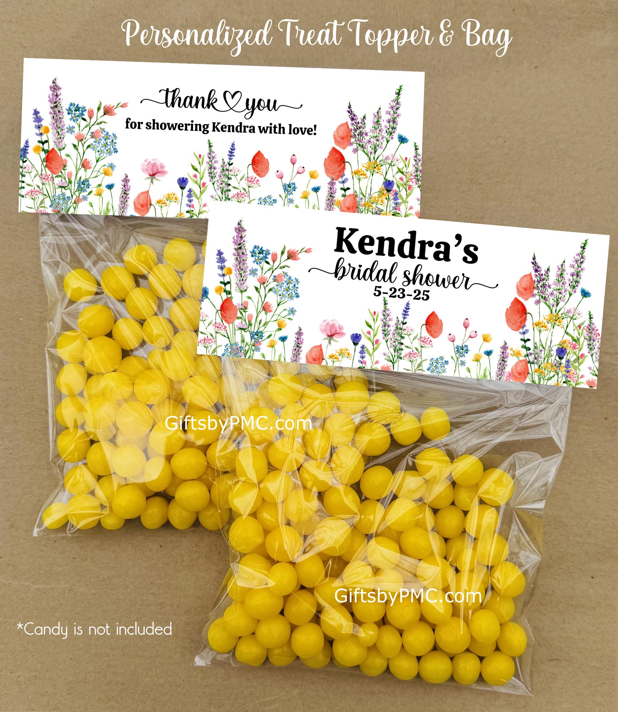 Printed Wild Floral Treat Bag Topper, Bridal Shower Baby Shower Favor ...