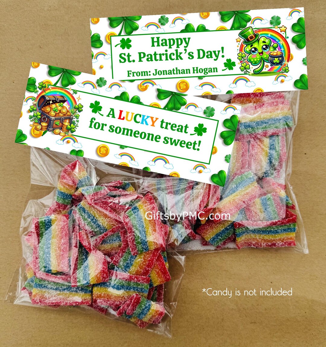 Printed St Patrick's Day Treat Bag Topper, Classroom Favor Bag, Goody ...