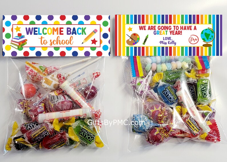 Printed/shipped Personalized Back to School Treat Bag, Welcome Back to ...