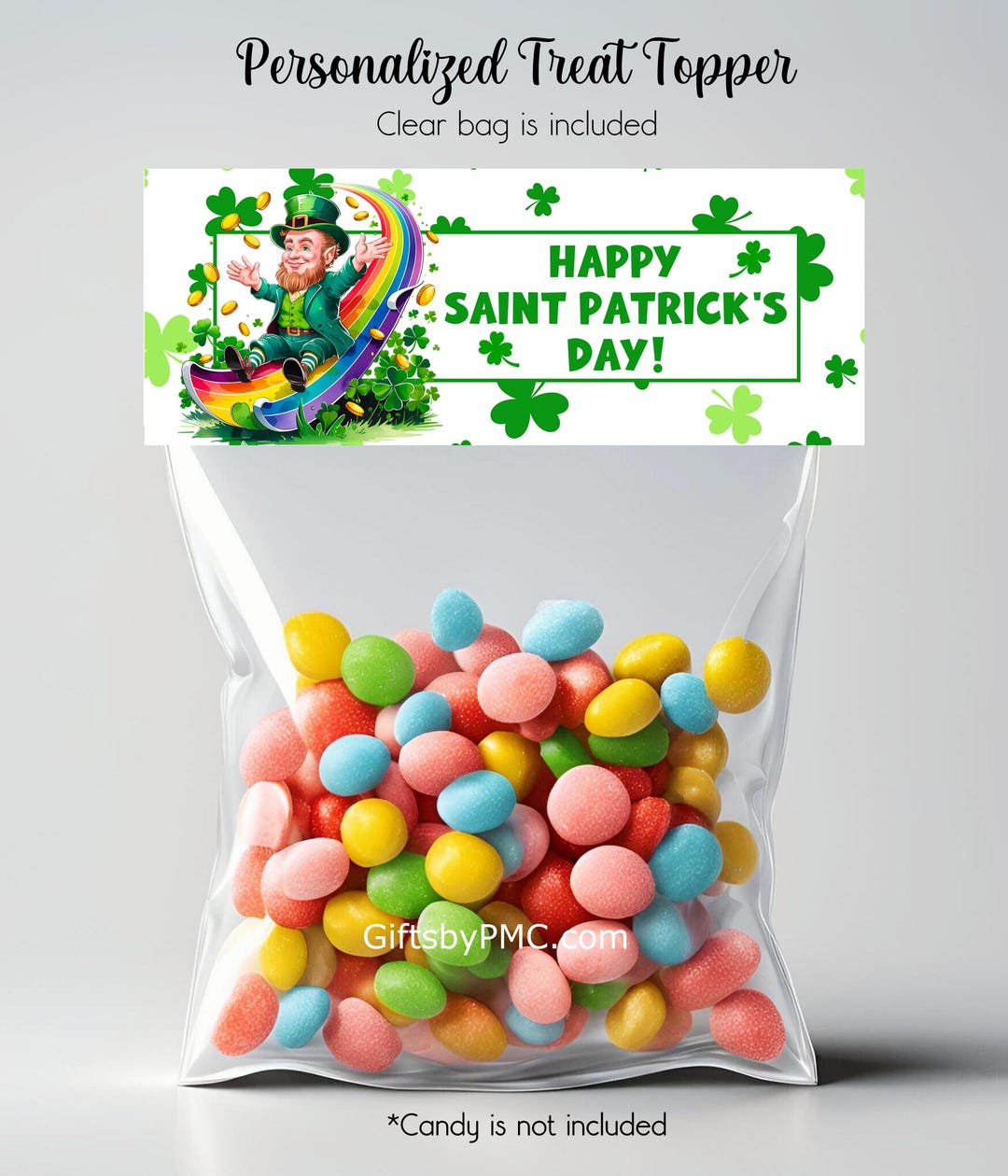 Printed St Patrick's Day Treat Bag Topper, Classroom Favor Bag, Goody ...