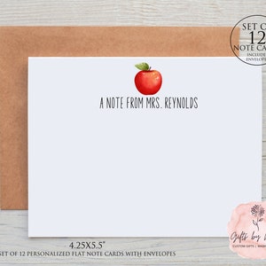 Personalized Teacher Note Cards, Set of 12, Teacher Personalized ...