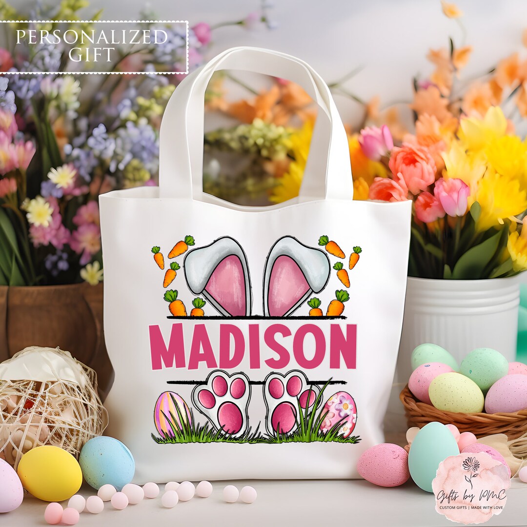 Personalized Easter Tote Bag, Easter Egg Hunt, Girl Easter Basket Gift ...