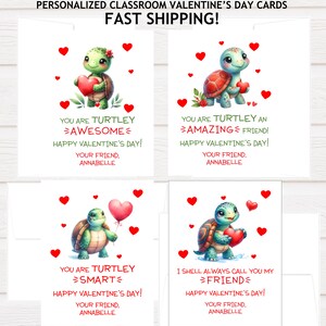 PRINTED Personalized Turtle Classroom Valentine's Day Cards, Turtle ...