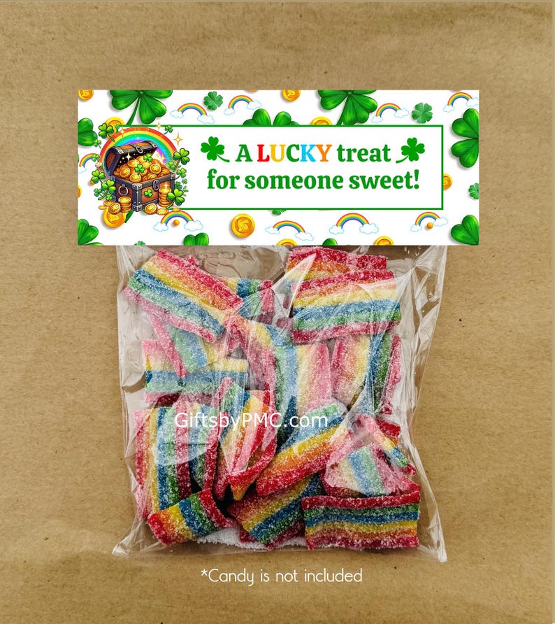 Printed St Patrick's Day Treat Bag Topper, Classroom Favor Bag, Goody ...