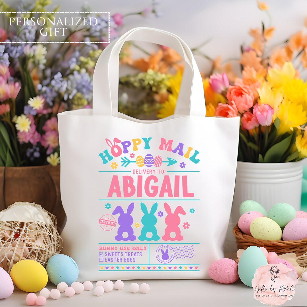 Personalized Easter Tote Bag, Easter Egg Hunt, Boy Girl Easter Basket ...