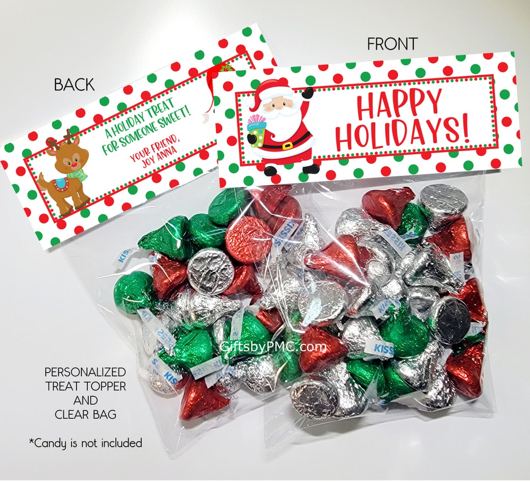Printed/shipped Personalized Christmas Treat Bag, Santa Holiday Treat ...