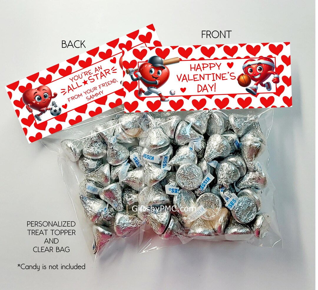 Printed/shipped Personalized Sports Valentine's Day Treat Bag ...