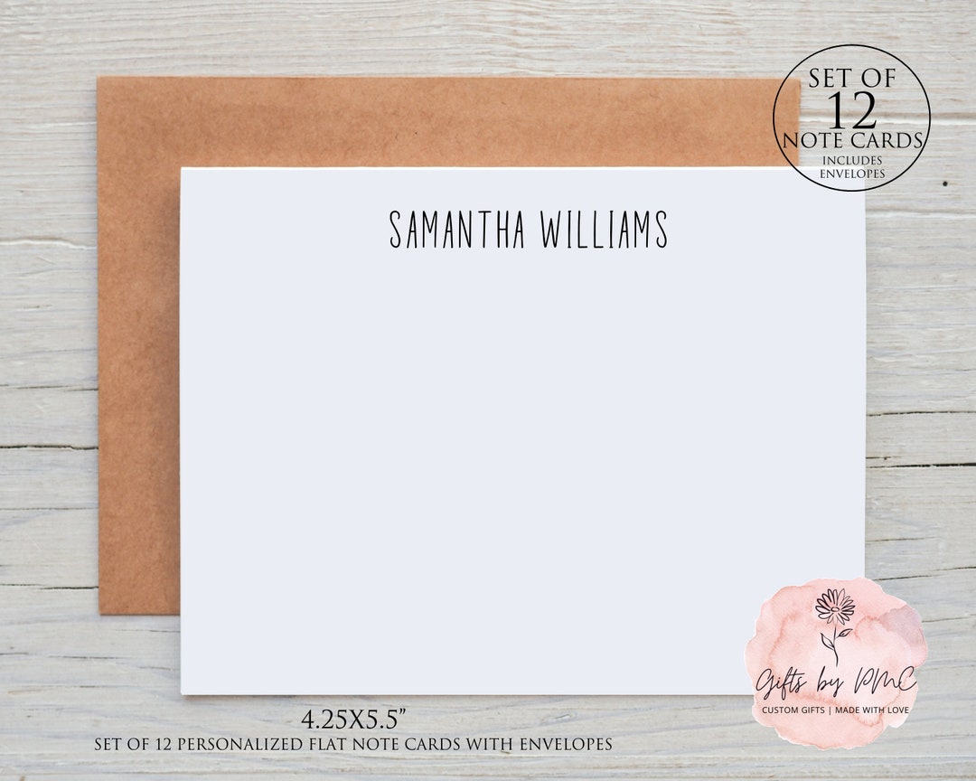 Personalized Note Cards, Set of 12, Personalized Stationery Set ...