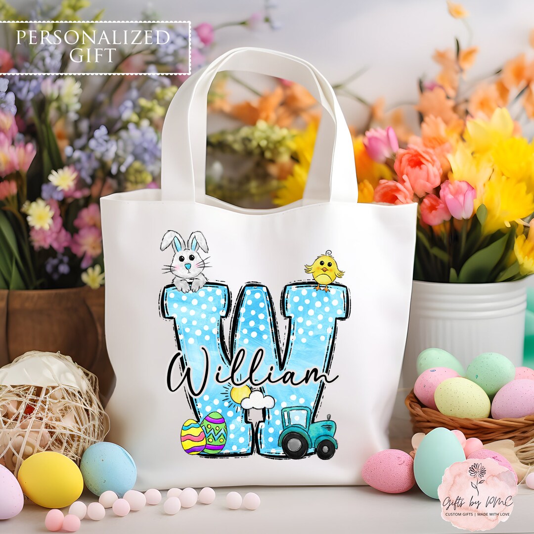 Personalized Easter Tote Bag, Easter Egg Hunt, Boy Easter Basket Gift ...
