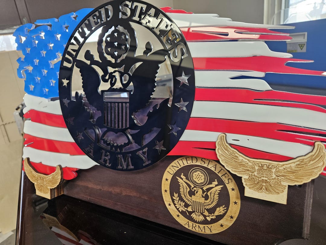Tattered Army Flag and Holder Laser File - Etsy