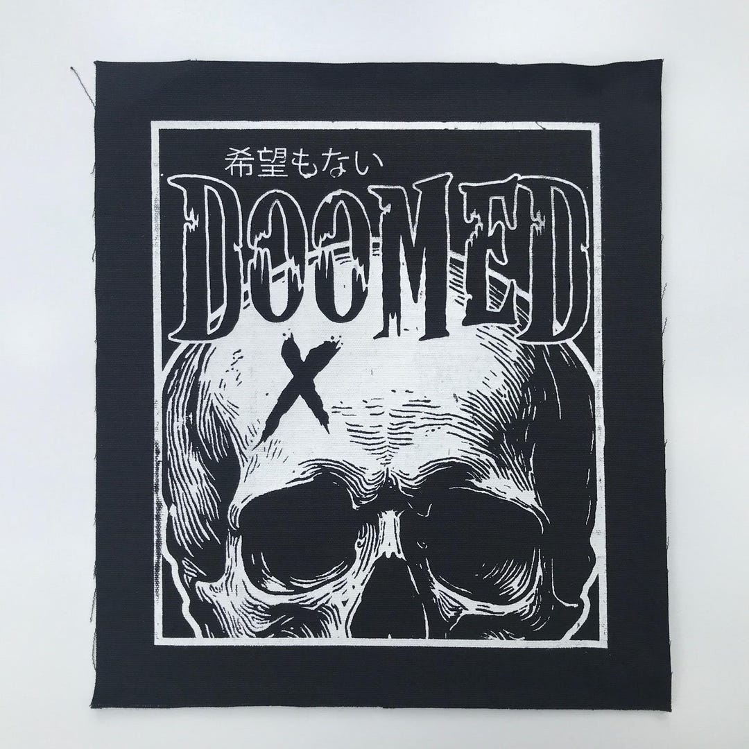 DOOMED Skull Punk Rock Patch - Goth Metal Sew on Canvas Back Patches - Etsy