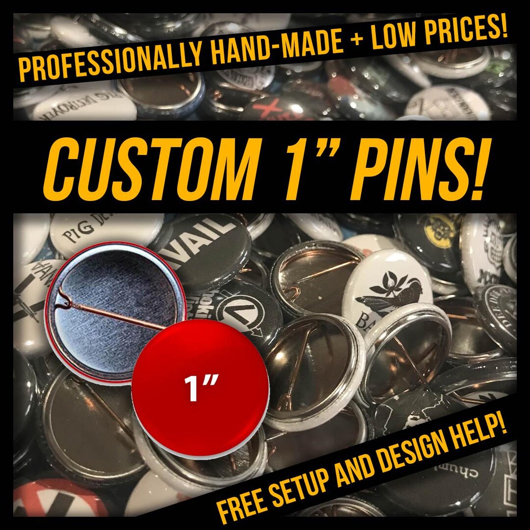 1 Inch Custom Pinback Buttons - 1" Full Color Pins for Band Merch ...