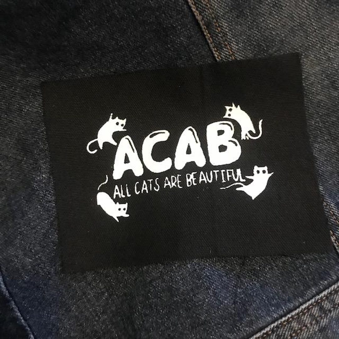 ACAB All Cats Are Beautiful, Canvas Punk Patches for Jackets, Fabric ...