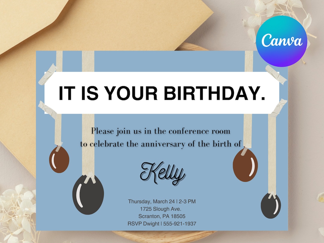 The Office Birthday Invitation Canva Template | It is Your Birthday ...
