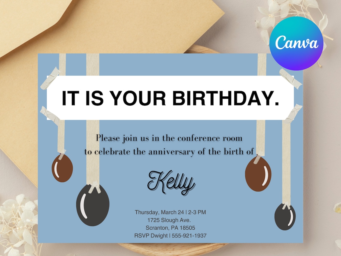 The Office Birthday Invitation Canva Template | It is Your Birthday ...