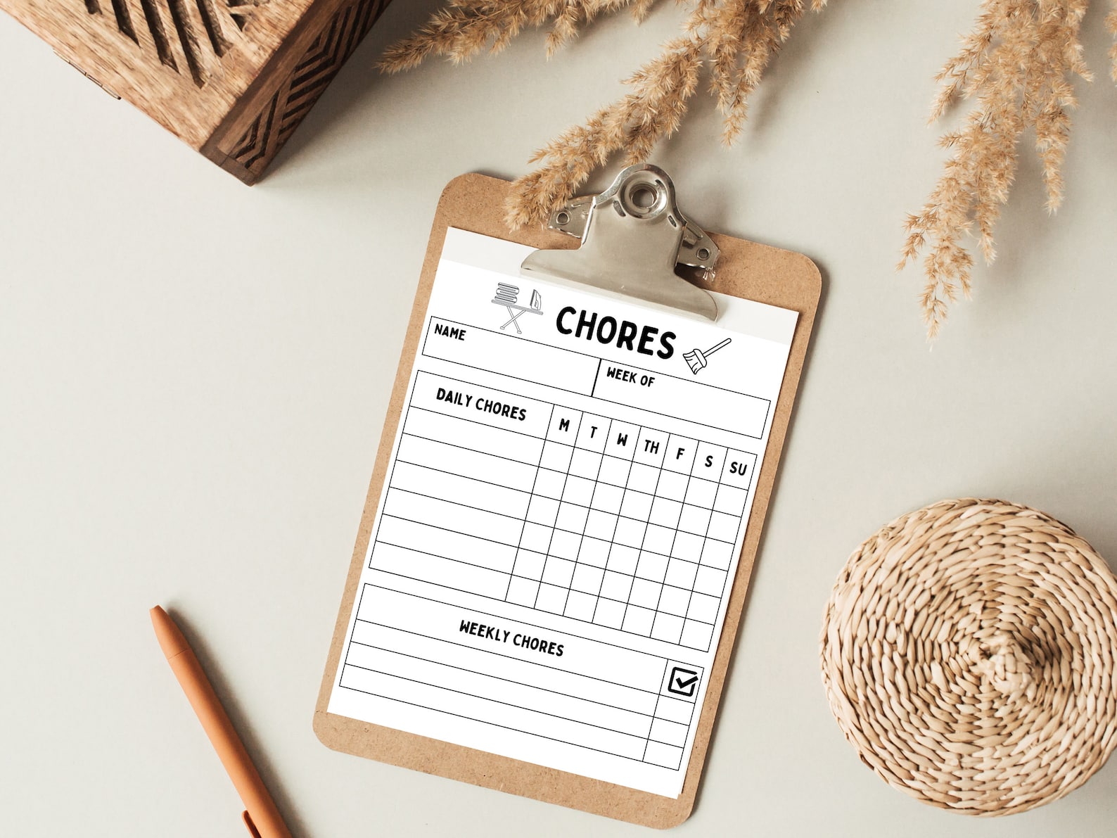 Simple Chore Chart Printable Chore Chart Weekly Chore Chart Sheet Chore ...