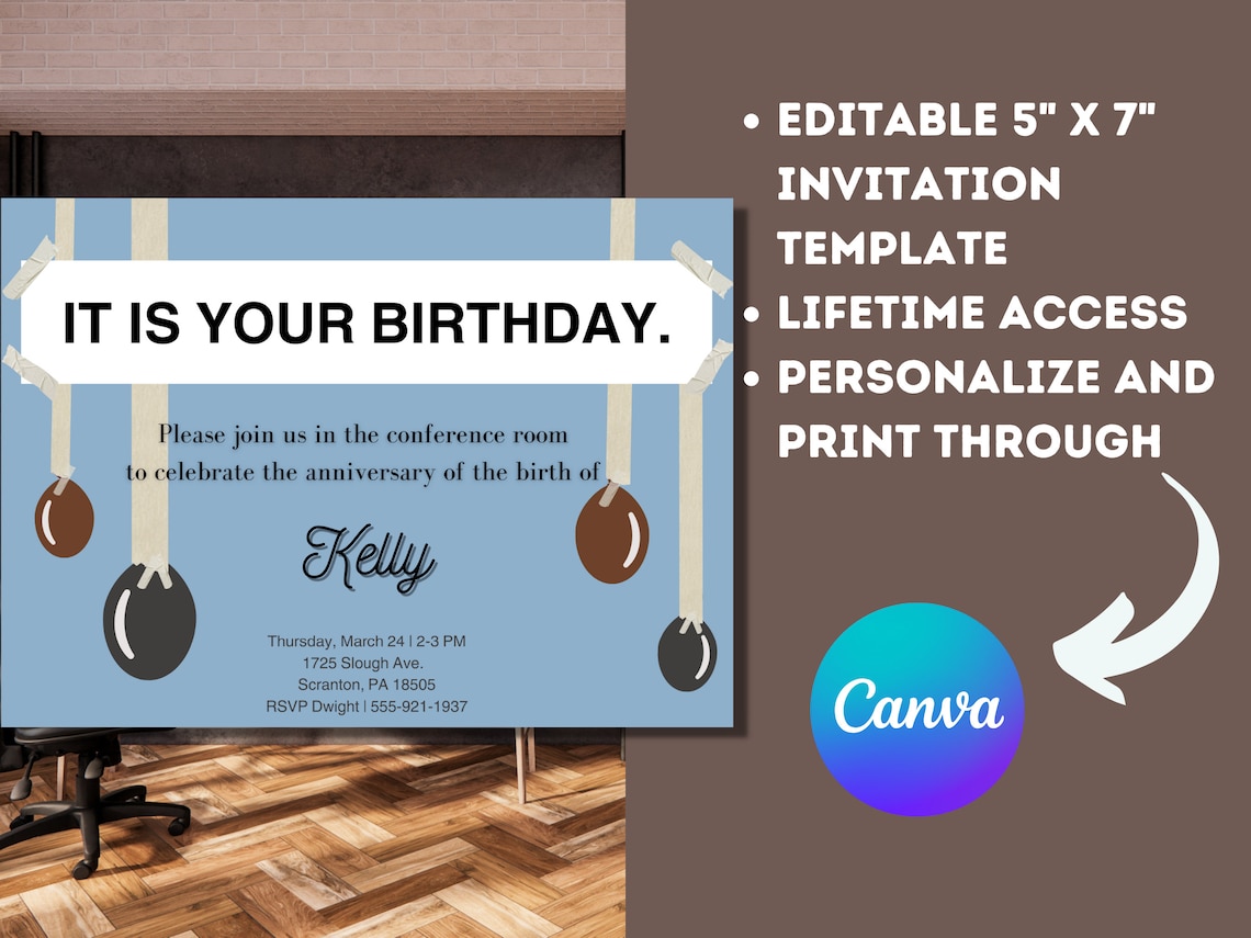 The Office Birthday Invitation Canva Template | It is Your Birthday ...