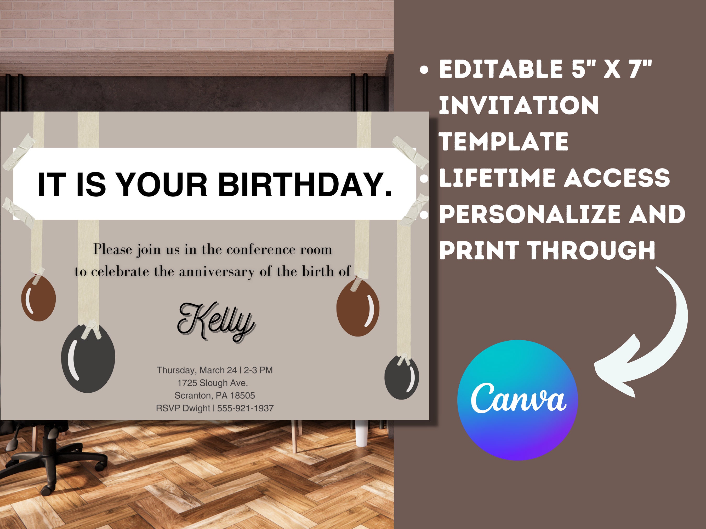 The Office Birthday Invitation Canva Template | It is Your Birthday ...