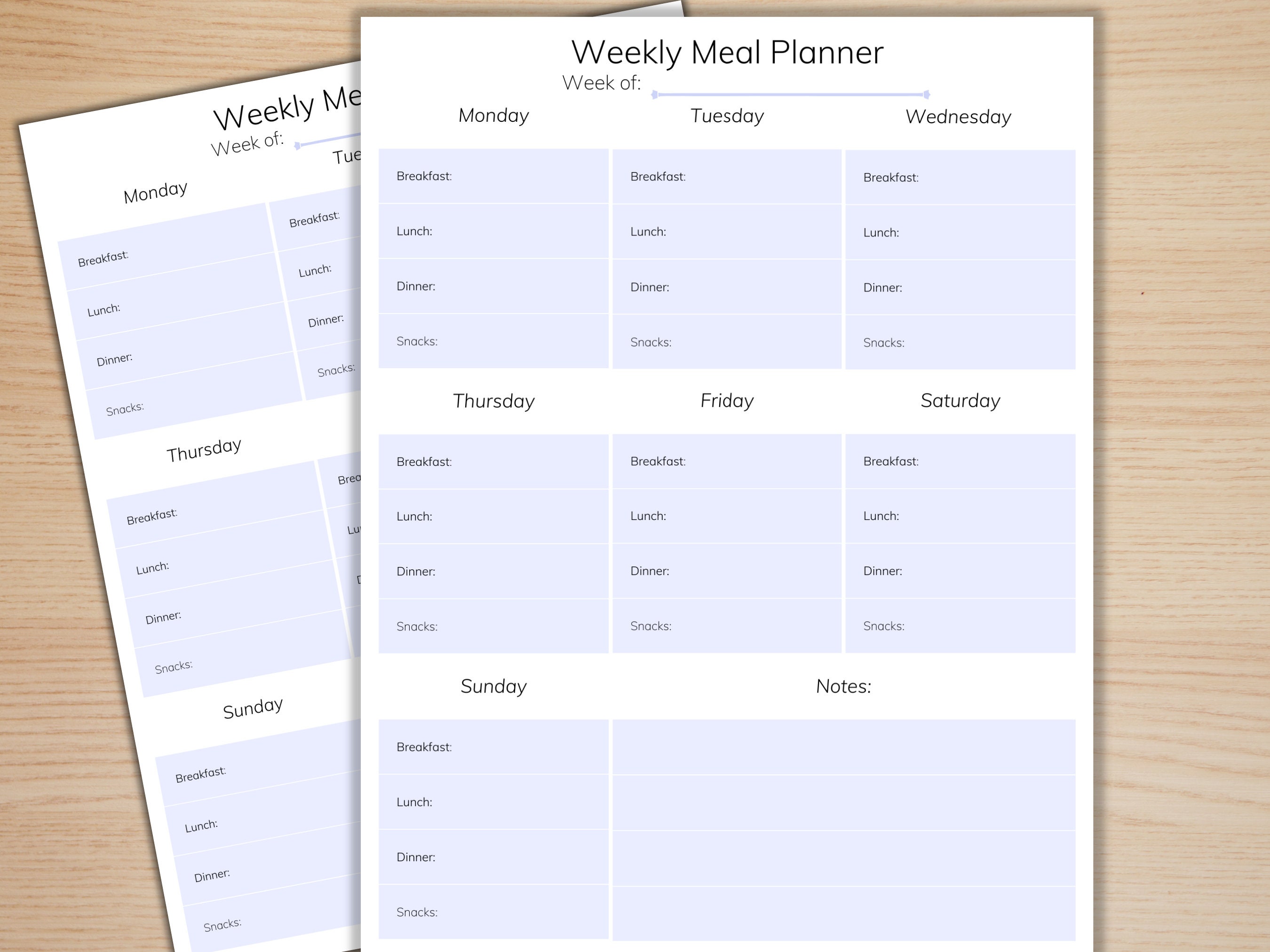 Meal Planner Printable Minimalist Meal Planner Printable - Etsy