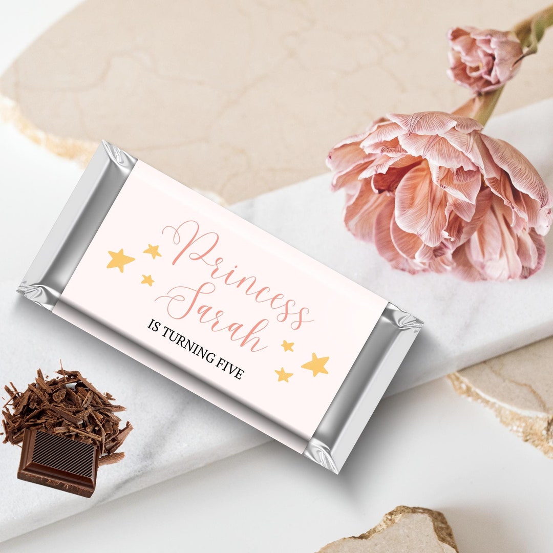 EDITABLE Pink Princess Chocolate Bar Label, Pink Candy Bar Label ...