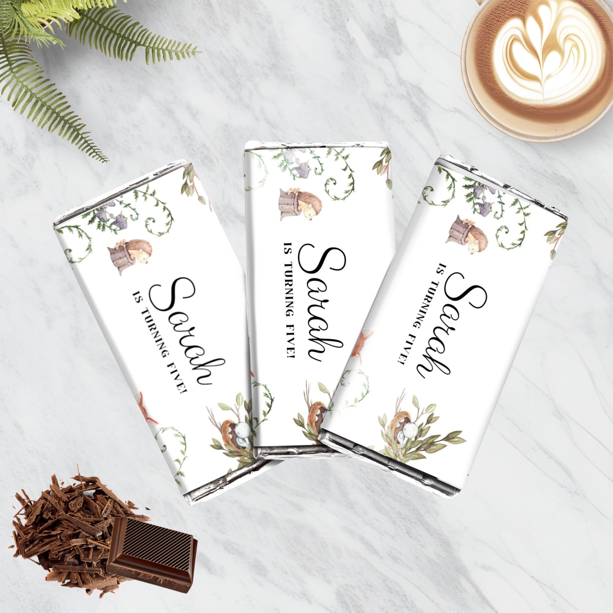 EDITABLE Woodland Friends Chocolate Bar Label, Candy Bar Label ...