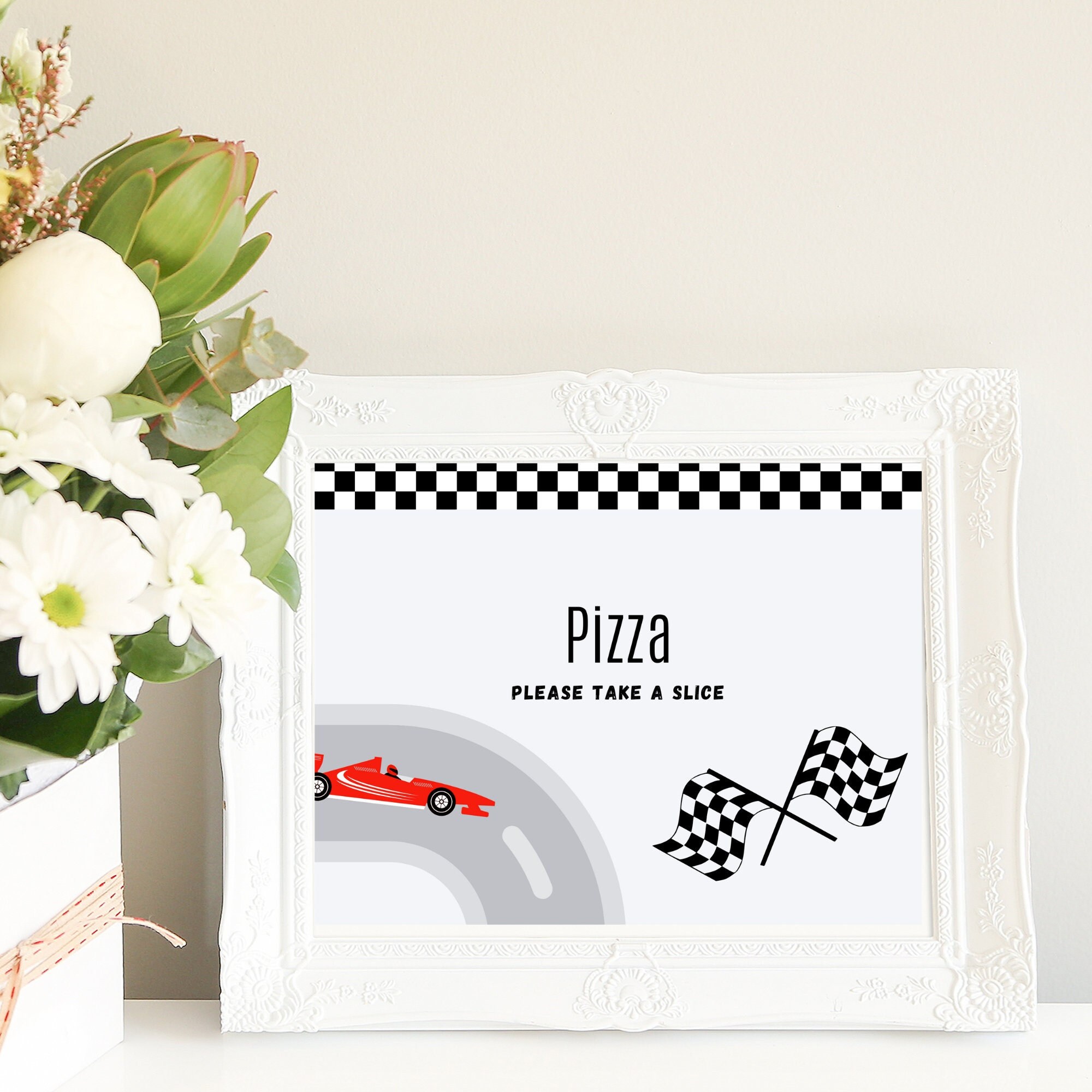 EDITABLE Race Car Food Signs, Racing Food Signs, Checkered Flag Food ...