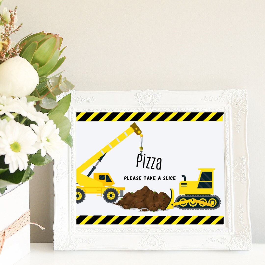 EDITABLE Construction Food Signs, Bulldozer Food Signs, Digger Food ...