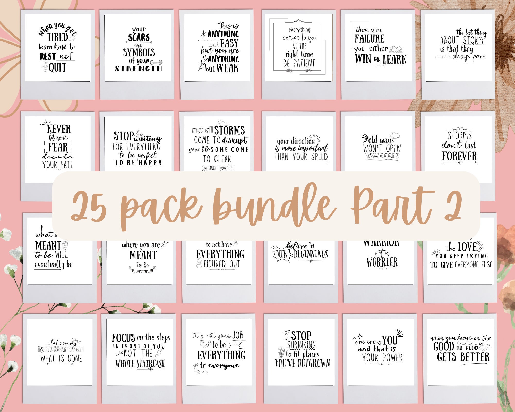 Inspirational Quote PNG Bundle: 25 Motivational Designs (digital ...