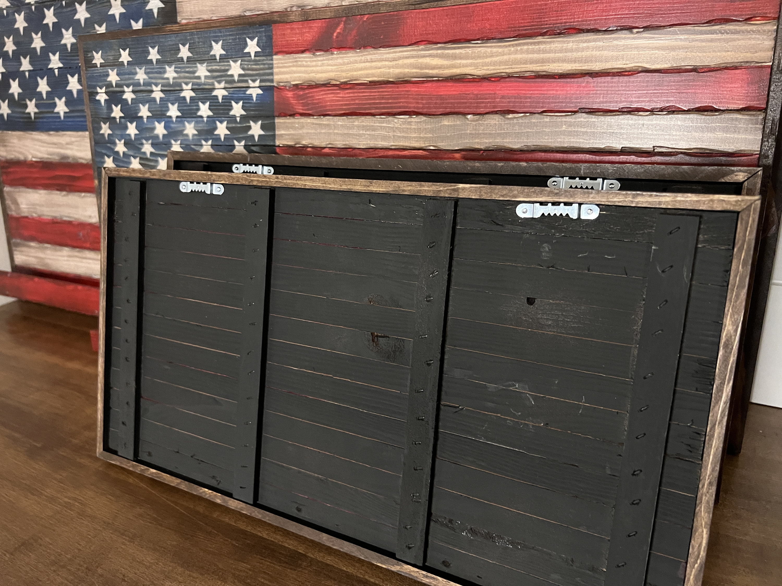 Small Rustic Wood American Flag Wall Display, Holder for Western Buckle ...