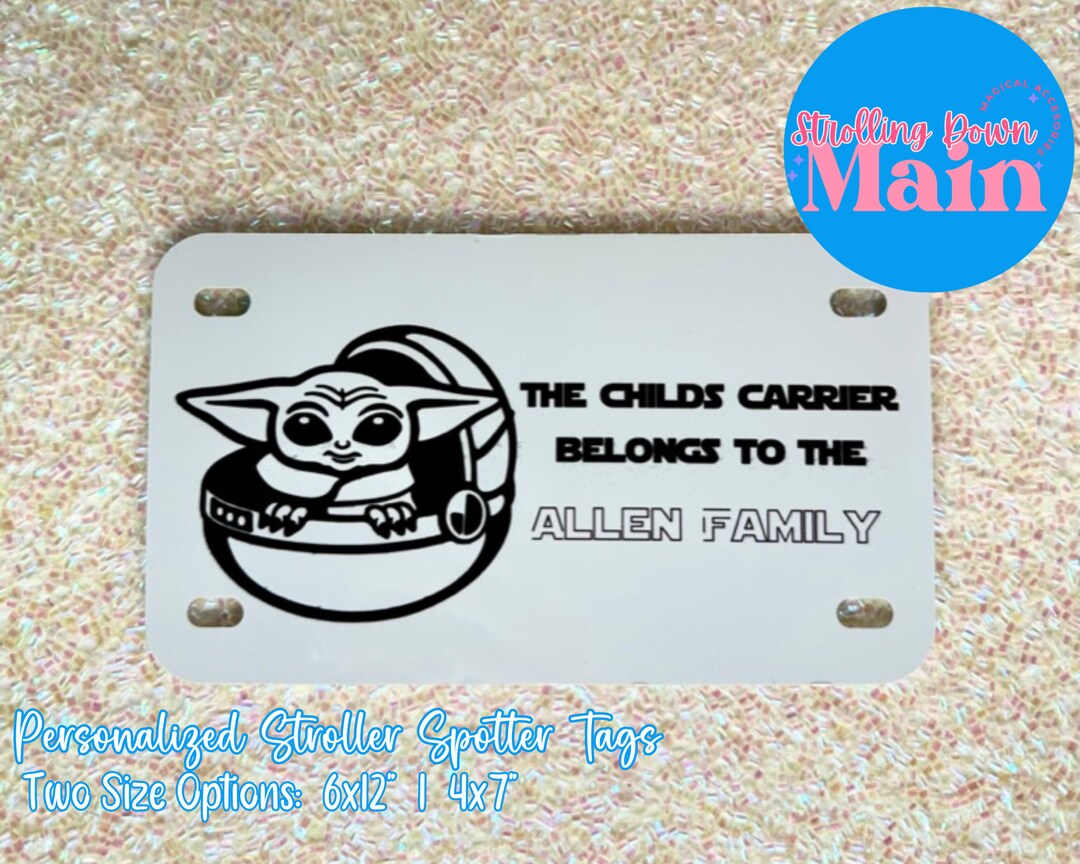 Star Wars Baby Yoda Carrier Personalized Stroller Spotter Tag | Grogu ...