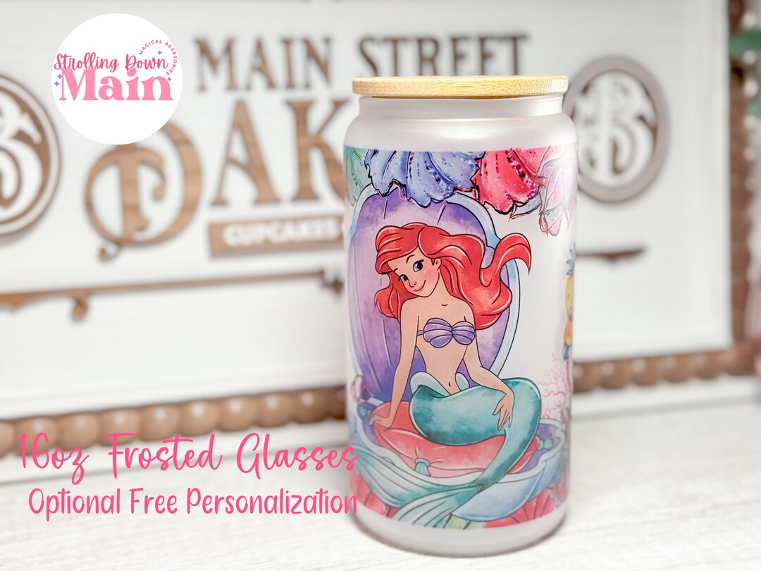 Little Mermaid Frosted Glass Tumbler, Under the Sea Ariel Iced Coffee ...
