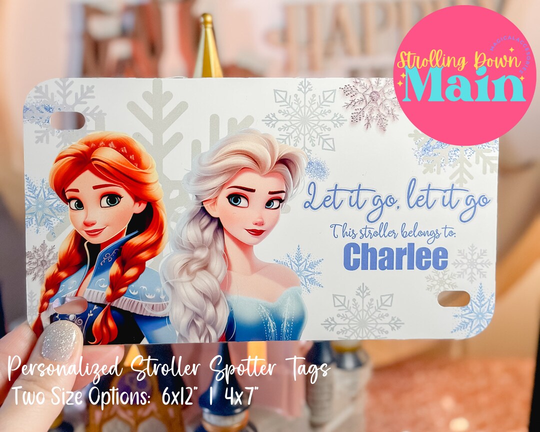 Disney Stroller Tag, Frozen Anna & Elsa Personalized Disney Stroller ...