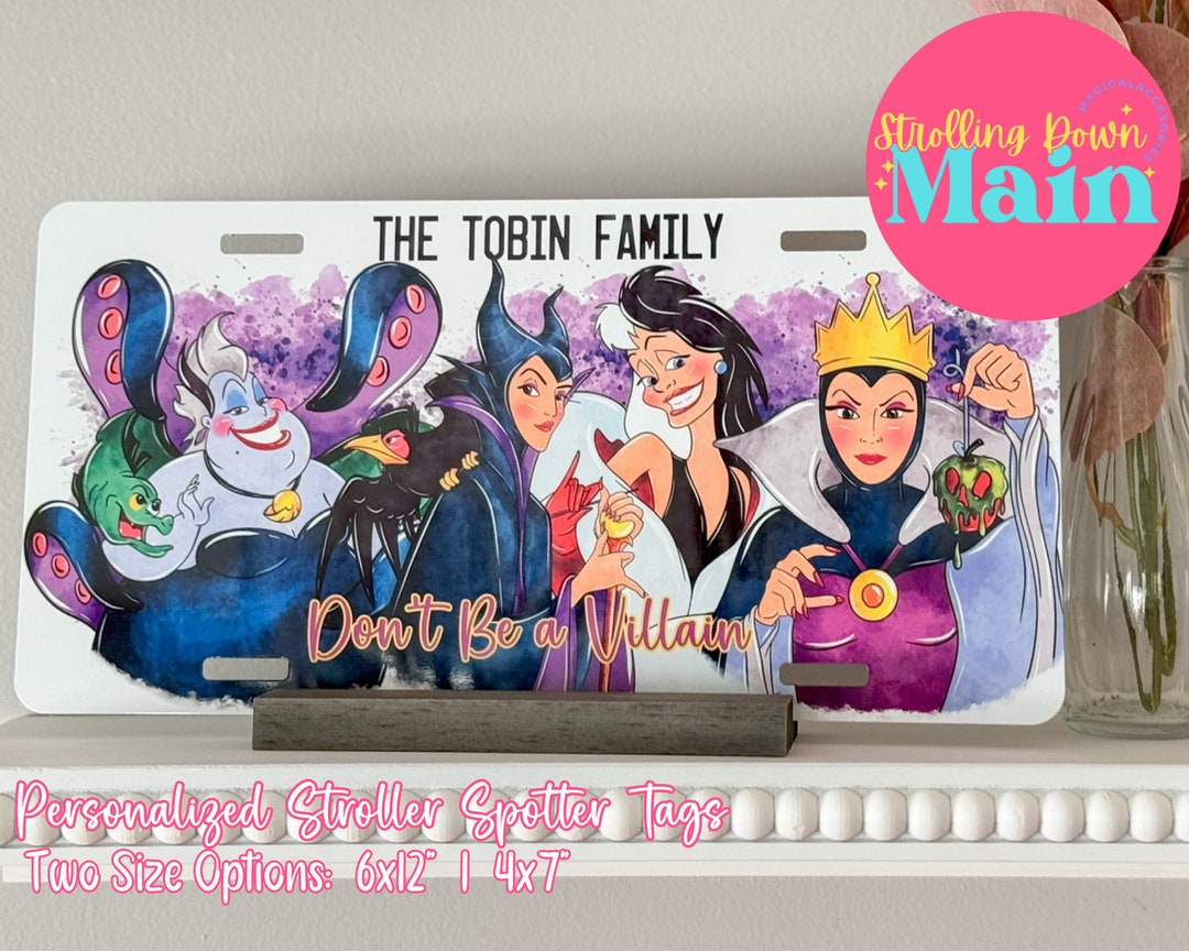 Maleficient Ursula Cruella Villains Disney Stroller Tag, Stroller Name ...