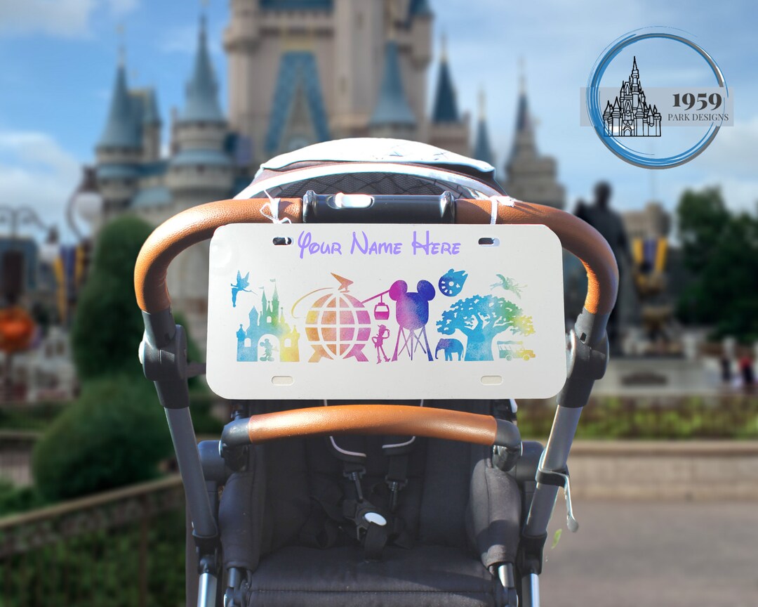 WDW Park Icons Personalized Disney Stroller Identity Tag - Etsy