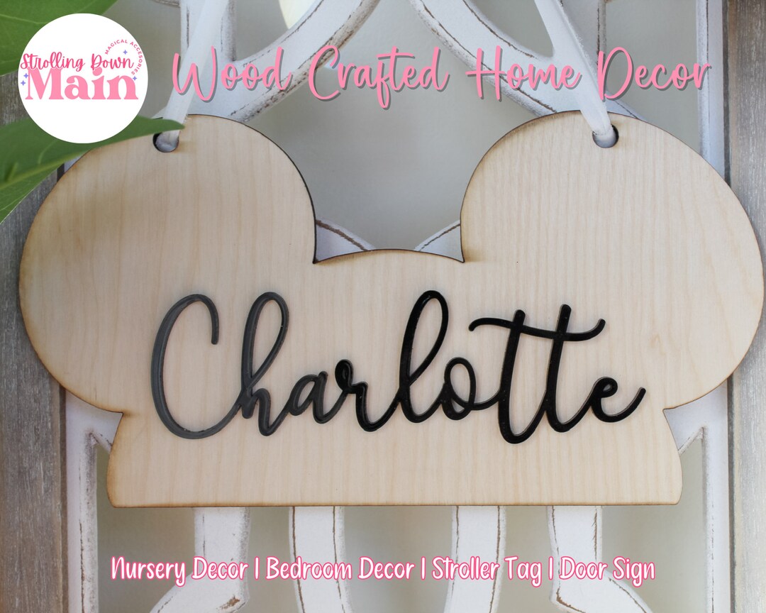 Personalized Mickey Ears Decor, Disney Nursery, Mickey Ear Stroller Tag ...