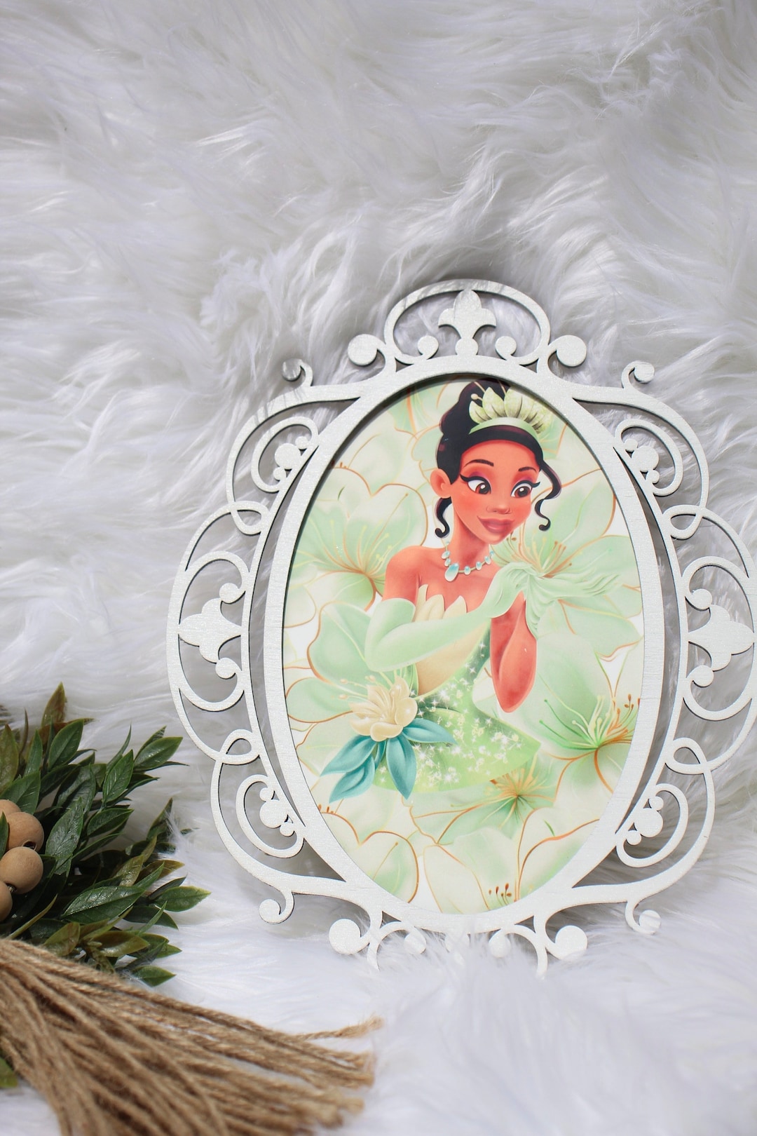 Princess Tiana Wall Art, Disney Home Decor, Antique Oval Framed Disney ...