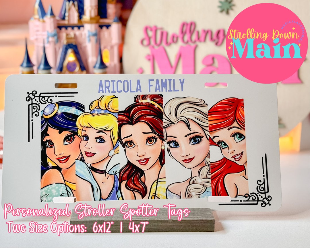 Disney Princess Stroller Tag, Personalized Disney Stroller Tag ...