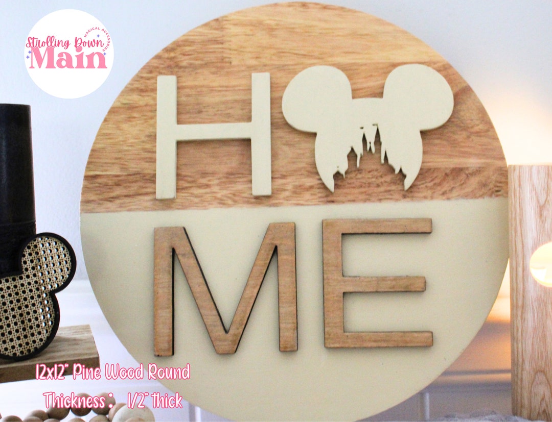 Home Disney Castle Welcome Sign Neutral Wooden Disney Decor Classic ...