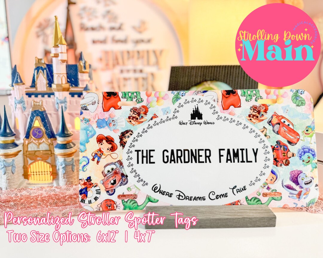 Pixar Disney Stroller Tag, Personalized Stroller Tag, Scooter Tag, ECV ...