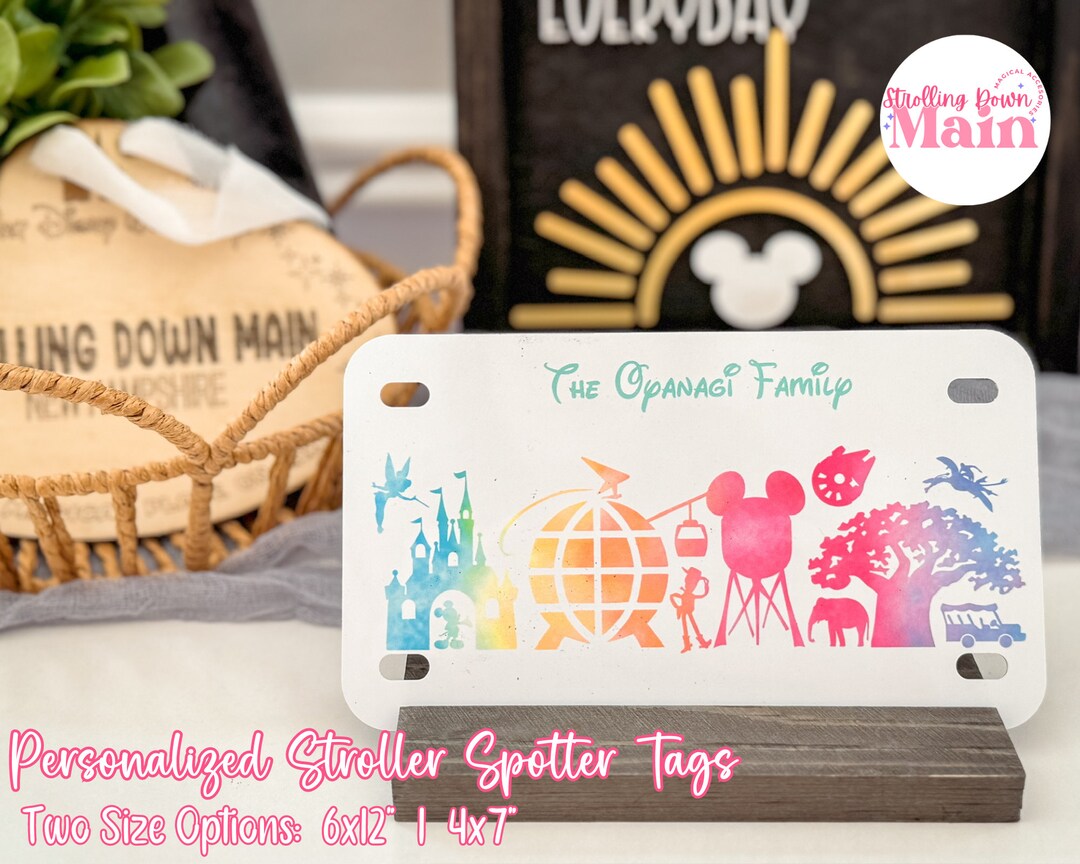 WDW Park Icons Personalized Disney Stroller Identity Tag, Theme Park ...