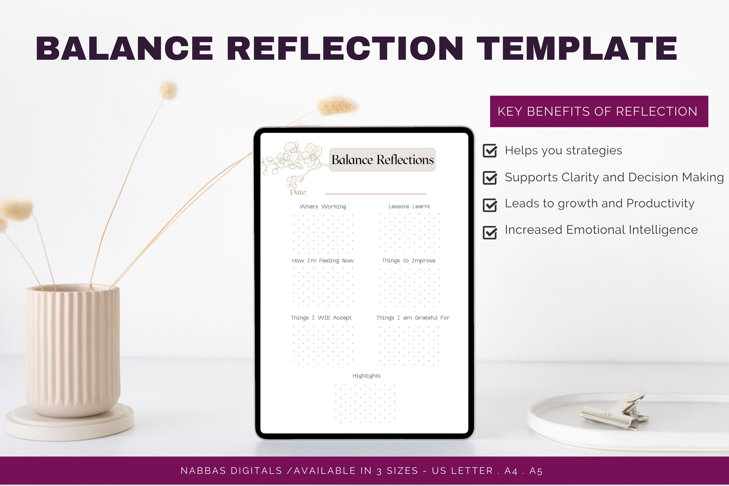 Life Balance Reflection, Printable Reflection PDF, Undated Work Life ...