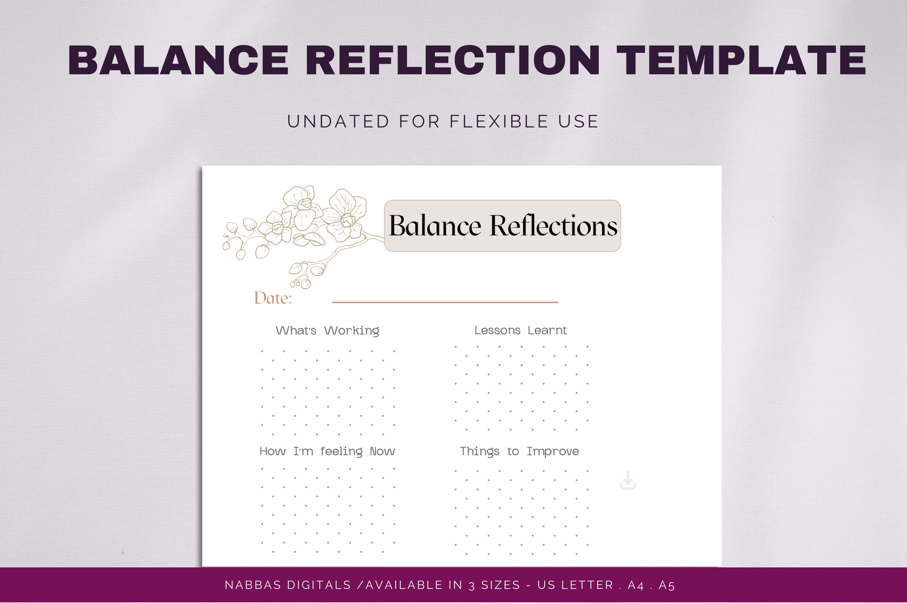 Life Balance Reflection, Printable Reflection PDF, Undated Work Life ...
