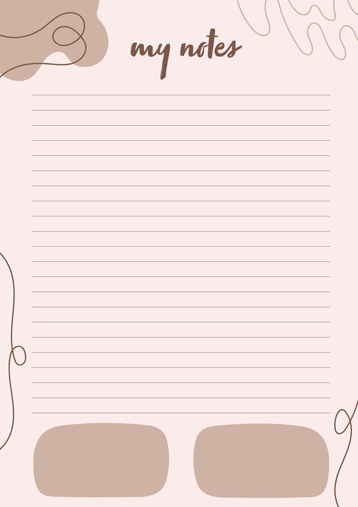 Minimal Notes Sheet, Single Page Downloadable Notes Sheet, Digital ...