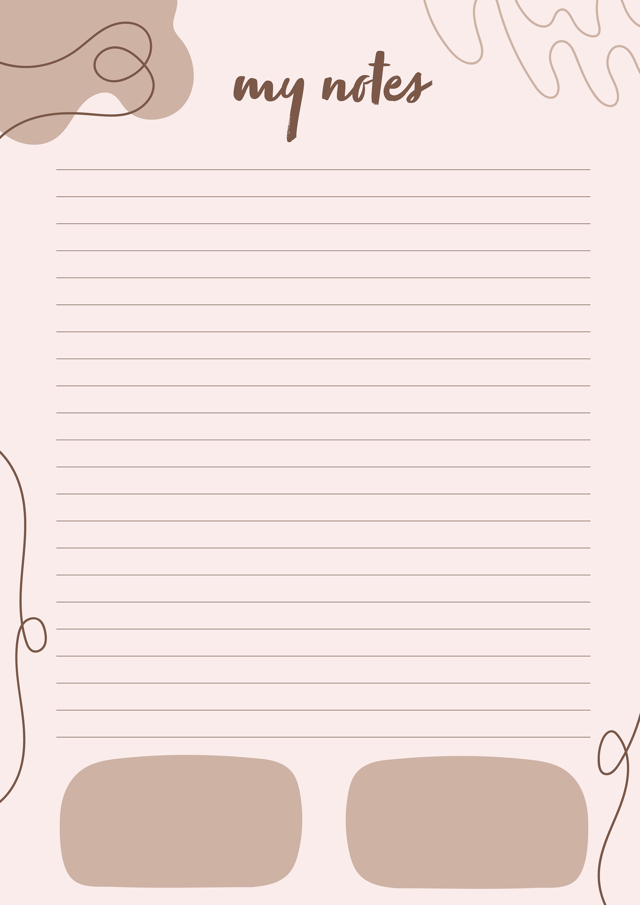 Hoja de notas mínimas, hoja de notas descargables de una sola página ...