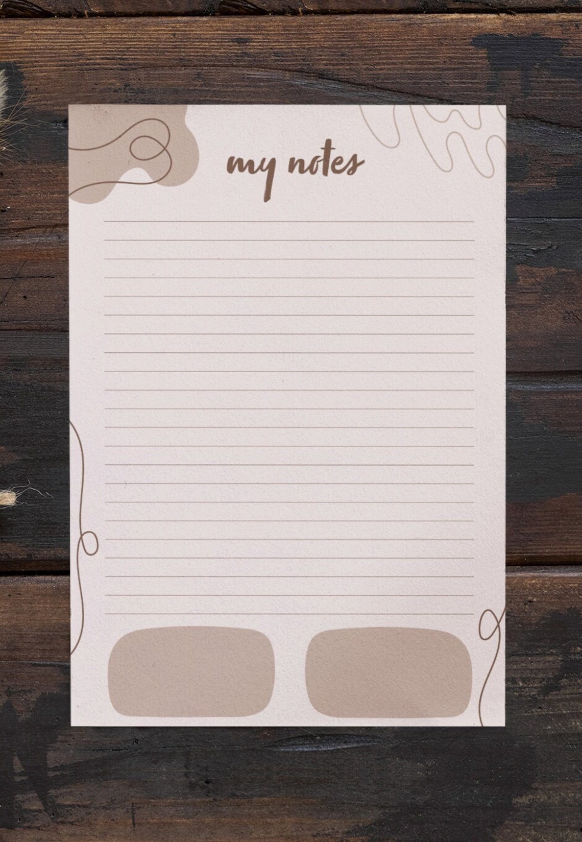 Minimal Notes Sheet, Single Page Downloadable Notes Sheet, Digital ...