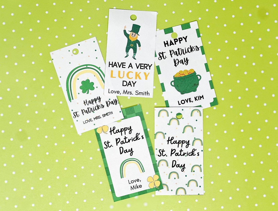 St Patrick's Day Tags Bundle, Boy Girl Teacher Classroom Gift Label, St ...