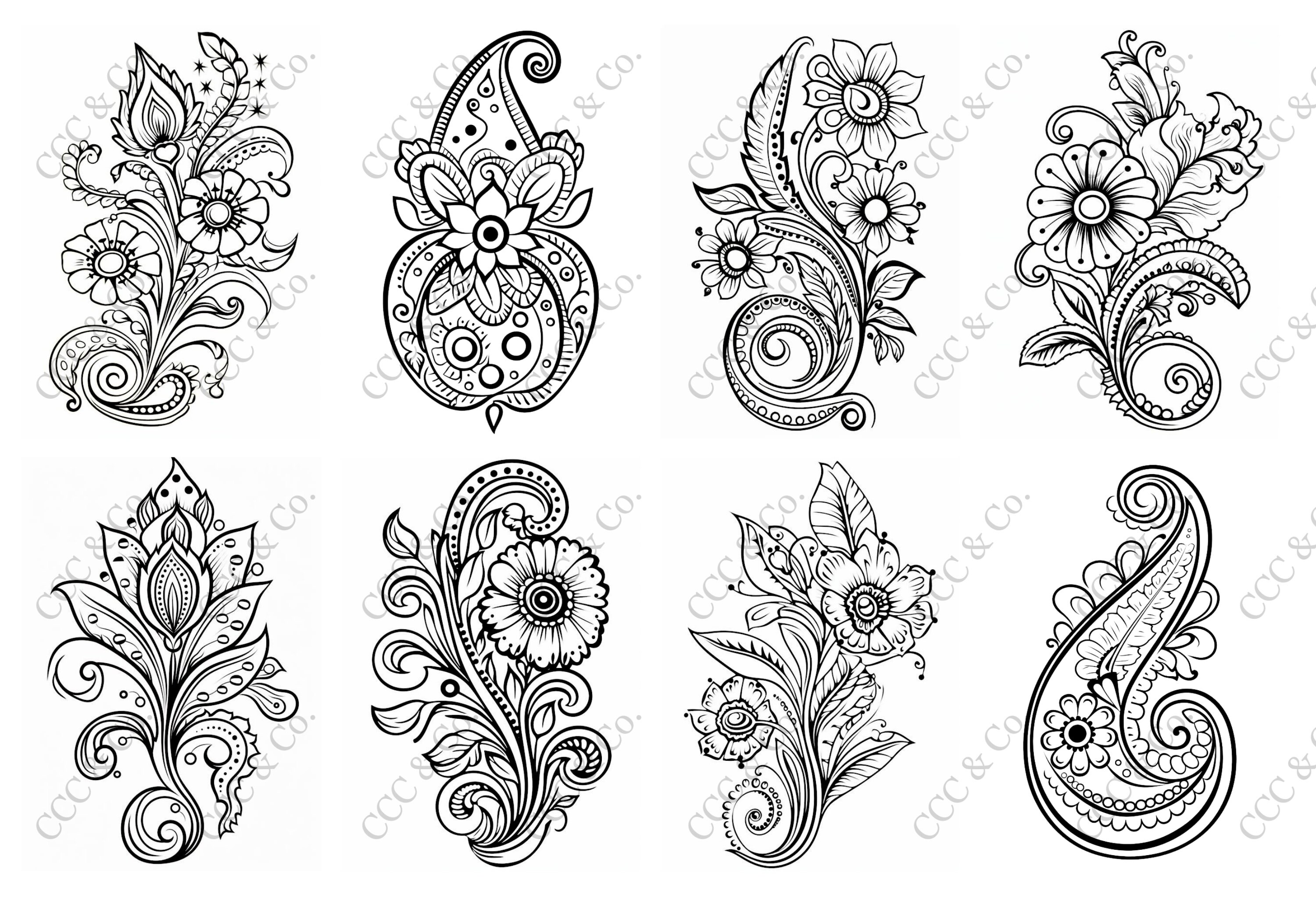 10 Paisley Inspired Colouring Pages 10 Digital Downloads Vol. 1 - Etsy