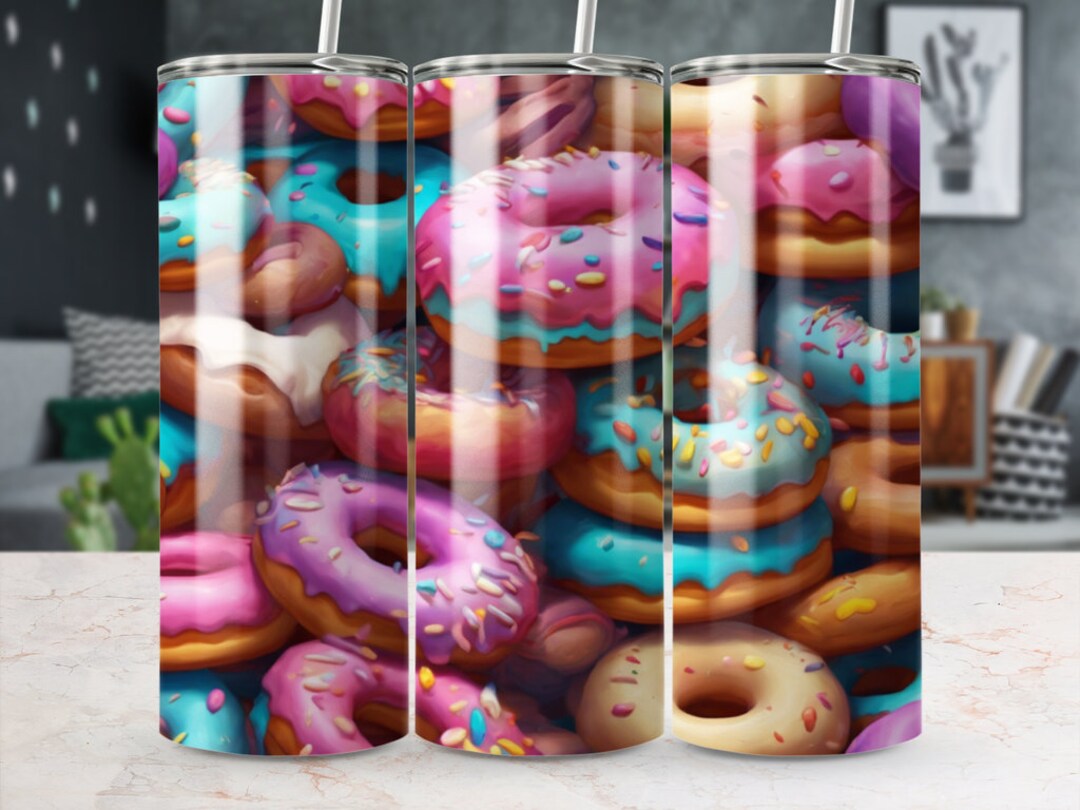 Colourful 20 Oz Skinny Tumbler Donut Design, Straight Wrap - Etsy