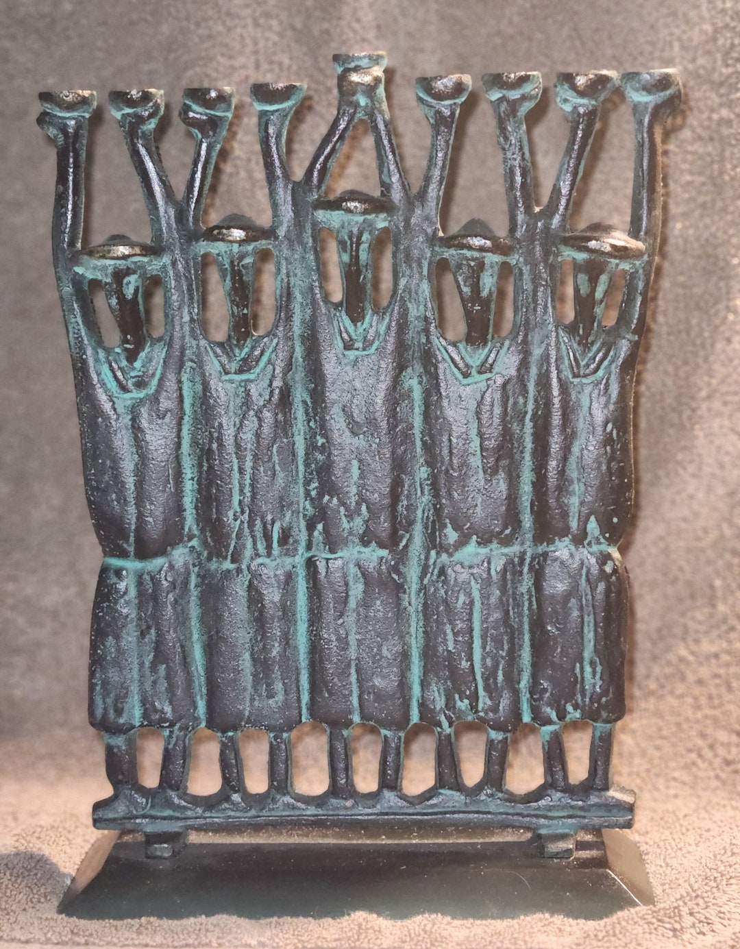 Ruth Block Bronze Brutalist Style With Five Standing Rabbis Menorah ...