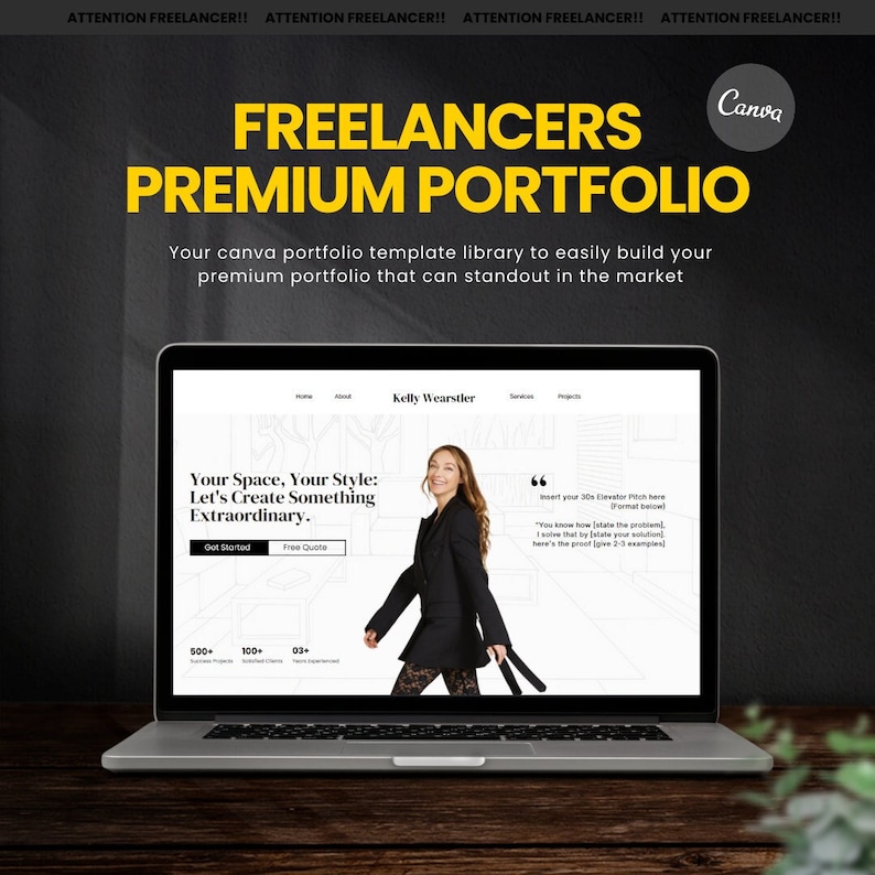Freelancer Premium Portfolio Template Canva Portfolio Template Engaging ...